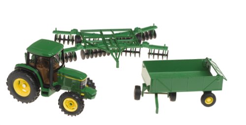 ERTL John Deere 6410 Tractor With Barge Wagon And Disk (1:32 Scale) , Green