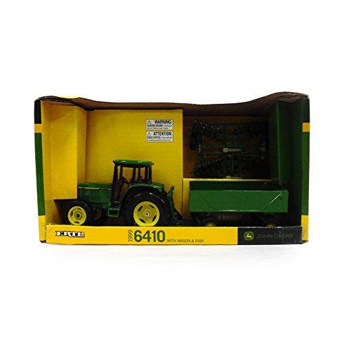 ERTL John Deere 6410 Tractor With Barge Wagon And Disk (1:32 Scale) , Green