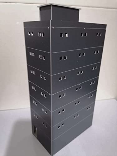 ATINGSHOKB HO Scale Building 1:87 DIY Train Railway Modern Tall Business Buildings Office House Assembled Architectural for Model Train Layout (Gray)