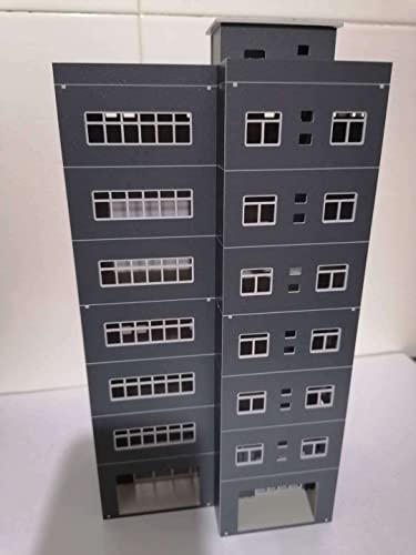 ATINGSHOKB HO Scale Building 1:87 DIY Train Railway Modern Tall Business Buildings Office House Assembled Architectural for Model Train Layout (Gray)