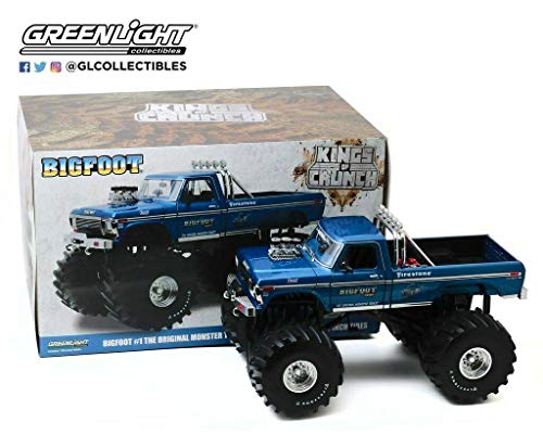 Kings of Crunch - Bigfoot #1-1974 Ford F-250 Diecast Monster Truck with 66-Inch Tires in 1:18 Scale