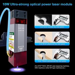 LASER TREE Laser Engraver Module, 80W Laser Engraving Cutting Module for Wood and Metal, 10W Output Power, FAC Ultra Accurate Laser Module with Air Assistance, 45mm Fixed-Focus Laser Cutter Module 12V