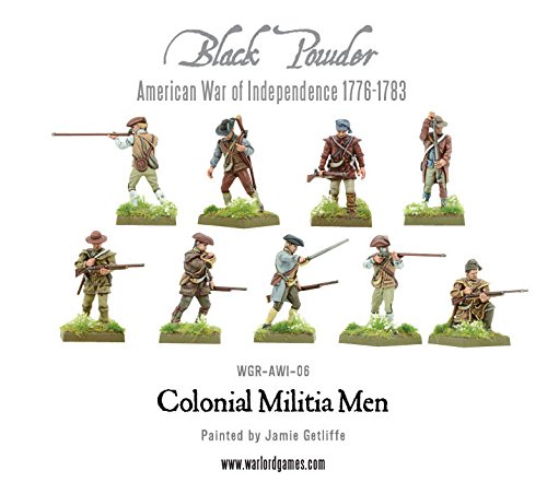 Black Powder Revolutionary War Colonial Militia Men 1:56 Military Wargaming Plastic Model Kit