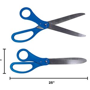 Nashira Ribbon Cutting Ceremony Kit, 25" Giant Scissors with Blue Satin Ribbon, Grand Opening Banner & Balloons - Heavy Duty Metal Scissors for Special Events, Inaugurations & Ceremonies