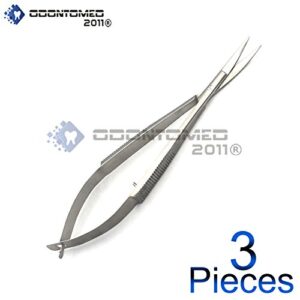 OdontoMed2011 3 PCS Micro Curved Scissors Sharp/Sharp 4.5" CASTROVIEJO Stainless Steel ODM