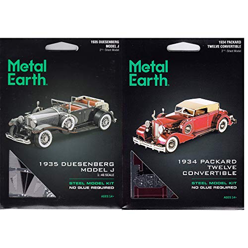 Fascinations Metal Earth 3D Metal Model Kits 1935 Duesenberg Model J and 1934 Packard Twelve Convertible Set of 2