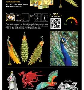 Metal Earth Fascinations Premium Series Peacock 3D Metal Model Kit Bundle with Tweezers