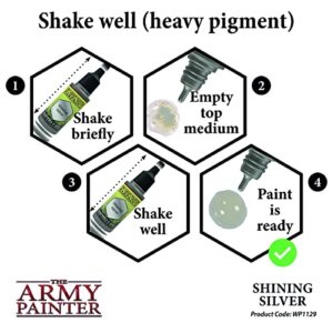 The Army Painter Warpaints Metallics: Shinning Silver – 1x 18ml Acrylic Paint Hobby Paint – Dungeons and Dragons Miniatures, Warhammer 40K Miniatures, Models – TTRPG D&D DND (WP1129)