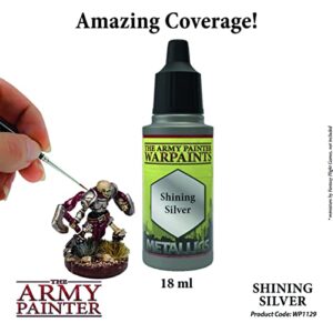 The Army Painter Warpaints Metallics: Shinning Silver – 1x 18ml Acrylic Paint Hobby Paint – Dungeons and Dragons Miniatures, Warhammer 40K Miniatures, Models – TTRPG D&D DND (WP1129)