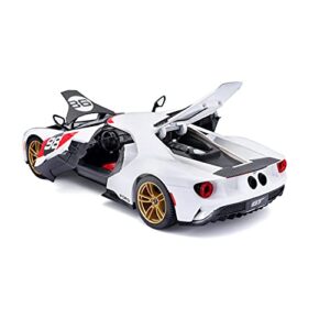 Maisto 2021 Ford GT #98 White Heritage Edition 1/18 Diecast Model Car 31390 (31390HE)