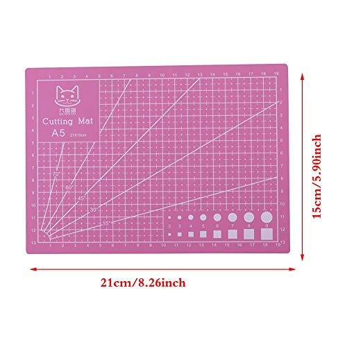 Self Healing Cutting Mat, Professional Durable Non-SlipCutting Mat with Clear Measurements for Arts & Crafts, Single Side, 8" x 6"(Pink)