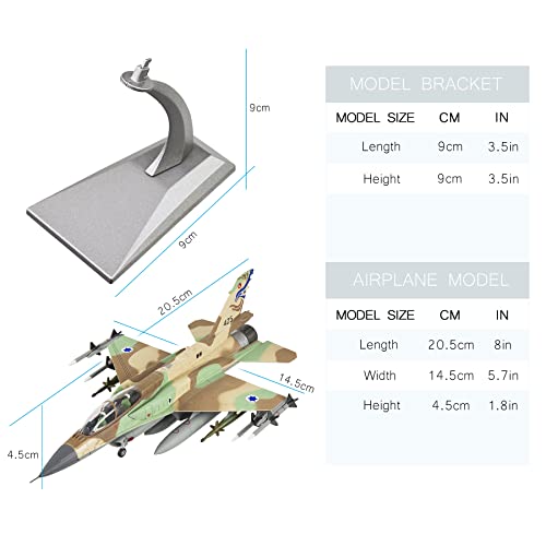 Busyflies Fighter Jet Model 1:72 Scale Diecast Model Planes F-16I Storm Israeli Air Force Attack Falcon Fighter Model Planes Painted Diecast Military Airplane Model for Collection and Gift