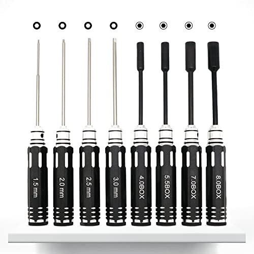 16pcs Hex Allen Screwdriver Kit - RC Hex Driver Set - Hex Nut Driver Set Wrench Key Driver Tool for Rc Car Traxxas Helicopter (Classic Edition)