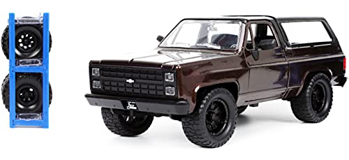 1980 Chevy Blazer Dark Brown Metallic with Black Top with Extra Wheels Just Trucks Series 1/24 Diecast Model Car by Jada 33017