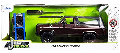 1980 Chevy Blazer Dark Brown Metallic with Black Top with Extra Wheels Just Trucks Series 1/24 Diecast Model Car by Jada 33017