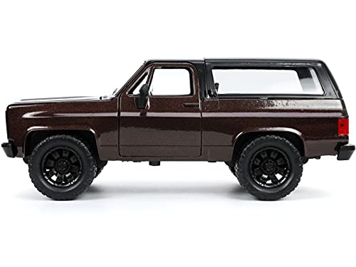 1980 Chevy Blazer Dark Brown Metallic with Black Top with Extra Wheels Just Trucks Series 1/24 Diecast Model Car by Jada 33017