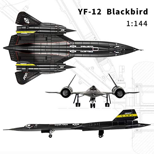 Lose Fun Park 1：144 SR 71 Blackbird Plane Model Diecast Military Fighter Attack Airplane Models Aircraft with Stand