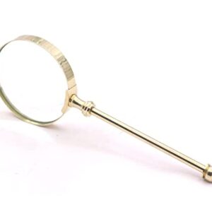 RII Magnifying Glass with Solid Brass Handle, Handheld Magnifying Glass Lens, Antique Magnifier, Reading, Inspection, Coin & Stamp, Astrologer, Low Sight Elderly Collectible Décor Gift