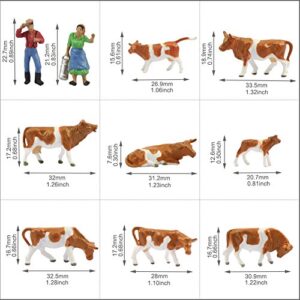 Farm Animals Figure Set,AN8705 36PCS 1:87 Well Painted Model Cows and Figures for HO Scale Model Train Scenery Layout Miniature Landscape New