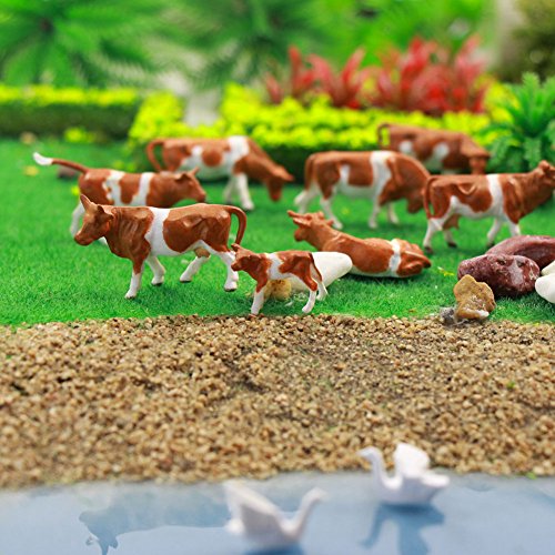 Farm Animals Figure Set,AN8705 36PCS 1:87 Well Painted Model Cows and Figures for HO Scale Model Train Scenery Layout Miniature Landscape New