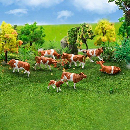 Farm Animals Figure Set,AN8705 36PCS 1:87 Well Painted Model Cows and Figures for HO Scale Model Train Scenery Layout Miniature Landscape New