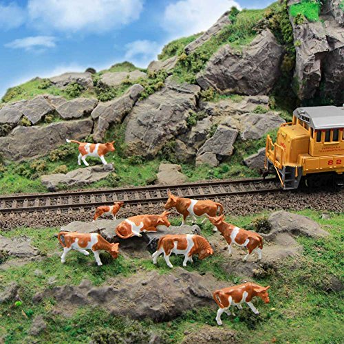 Farm Animals Figure Set,AN8705 36PCS 1:87 Well Painted Model Cows and Figures for HO Scale Model Train Scenery Layout Miniature Landscape New