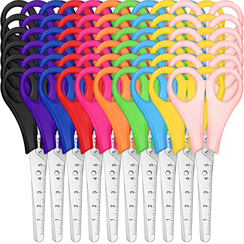 200 Pack Scissors 5 Inch Blunt Kid Scissors Tip Kids Safety Scissors Stainless Steel Paper Scissors with Comfort-Grip Handles Pack of Scissors for School and Craft Projects