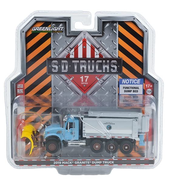 Greenlight 45170-B S.D. Trucks Series 17 - 2019 Mack Granite Dump Truck with Snow Plow and Salt Spreader - Chicago Department of Streets & Sanitation 1/64 Scale