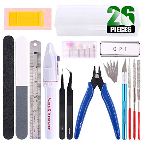 Keadic 24Pcs Gundam Model Basic Tools Set Hobby Building Tools Kit with a Plastic Case for Professional Gundam Model Building, Repairing and Fixing