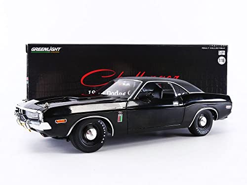 1970 Challenger R/T 426 HEMI The Black Ghost Black with White Tail Stripe 1/18 Diecast Model Car by Greenlight 13614