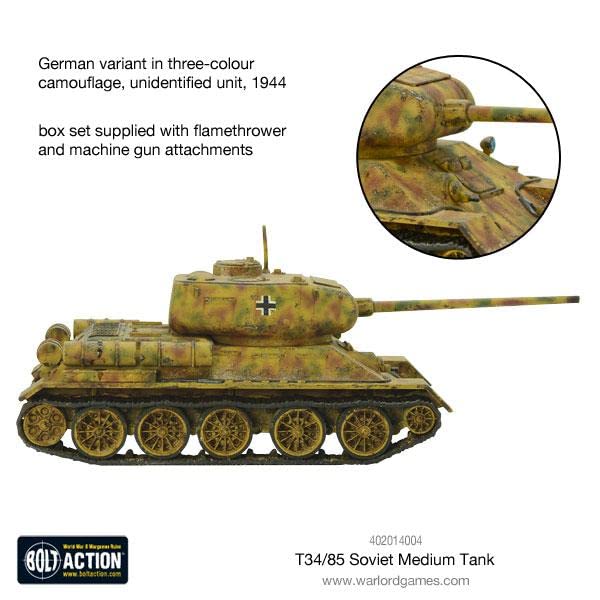 Bolt Action Soviet T34/85 Medium Tank 1:56 WWII Military Wargaming Plastic Model Kit