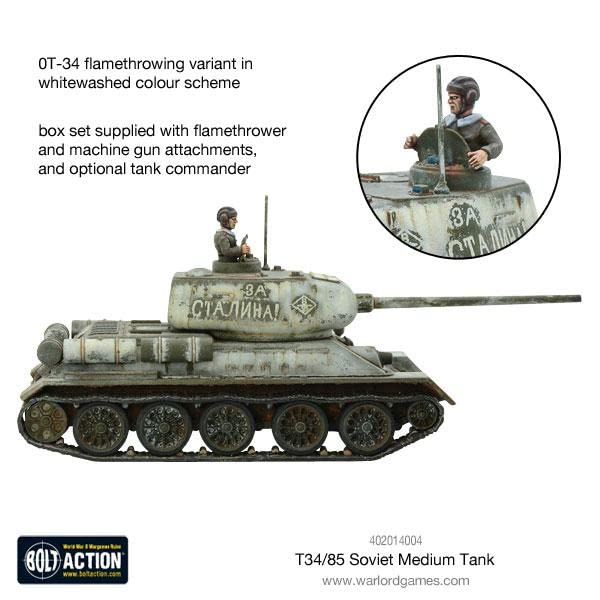 Bolt Action Soviet T34/85 Medium Tank 1:56 WWII Military Wargaming Plastic Model Kit