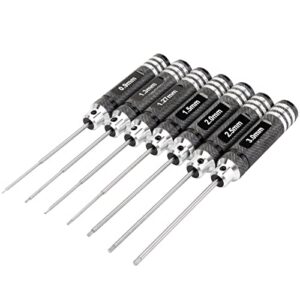 RC Hex Driver Set - 7pcs Hex Allen Screwdriver Kit 0.9mm/1.27mm/1.3mm/1.5mm/2.0mm/2.5mm/3.0mm Allen Wrench Set Key Driver Repair Tools for Traxxas RC Car Drone Multi-Axis Helicopter RC Models