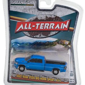 2021 Ram 3500 Big Horn Sport 4x4 Pickup Truck Hydro Blue Pearl All Terrain Series 13 1/64 Diecast Model Car by Greenlight 35230 F