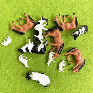 House Life 12pcs 1:87 Scale Mini Farm Animals Figure Model Railway Mixed Horses Cows Sheep Cute Train Scenery