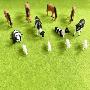 House Life 12pcs 1:87 Scale Mini Farm Animals Figure Model Railway Mixed Horses Cows Sheep Cute Train Scenery