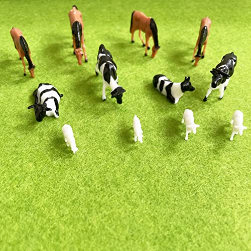 House Life 12pcs 1:87 Scale Mini Farm Animals Figure Model Railway Mixed Horses Cows Sheep Cute Train Scenery