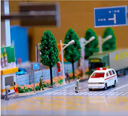 NW 55pcs Mixed Model Trees Model Train Scenery Architecture Trees Model Scenery with No Stands Street View Model Scale for Model Building Dollhouse Decoration (55pcs All Green（1.57-3.54inch）)