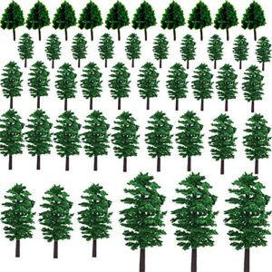 nw 55pcs mixed model trees model train scenery architecture trees model scenery with no stands street view model scale for model building dollhouse decoration (55pcs all green（1.57-3.54inch）)