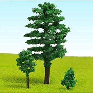 NW 55pcs Mixed Model Trees Model Train Scenery Architecture Trees Model Scenery with No Stands Street View Model Scale for Model Building Dollhouse Decoration (55pcs All Green（1.57-3.54inch）)