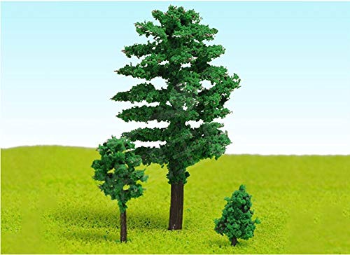 NW 55pcs Mixed Model Trees Model Train Scenery Architecture Trees Model Scenery with No Stands Street View Model Scale for Model Building Dollhouse Decoration (55pcs All Green（1.57-3.54inch）)