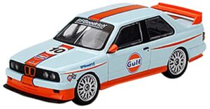 m3 e30 #10 ”gulf oil light blue with orange stripes 1/64 diecast model car by true scale miniatures mgt00314, mgt00314-mj