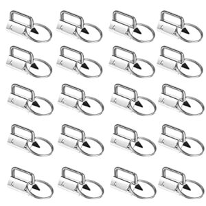 wanbao silver 1 inch key chain fob wristlet hardware with key ring for wristlet keychain, key lanyard, key chain making hardware, 20 pcs