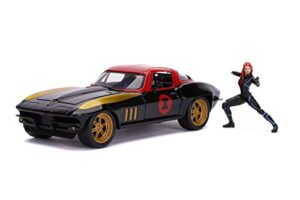 jada 1:24 diecast 1966 chevy corvette stingray with black widow figure