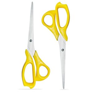 scissors, 7″ scissors all purpose, 2 pack scissors heavy duty, scissors for office supplies and teacher supplies, stainless steel scissors, craft scissors, fabric scissors, yellow color