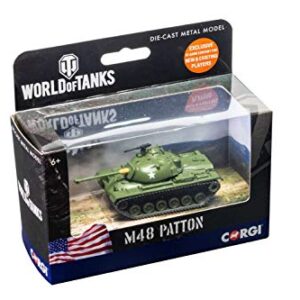 Corgi Diecast World of Tanks M48 Patton Tank with in Game Codes Military Fit The Box Scale Model WT91201, Dark Army Green