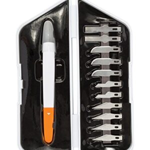 Fiskars 165180-1001 Easy Change Medium Duty Precision Craft Knife Cutting and Carving Set, Orange/White