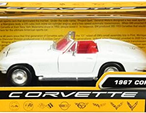 Motormax Toy 1967 Chevy Corvette C2 Convertible White with Red Interior History of Corvette Series 1/24 Diecast Model Car by 73224w-rd 0