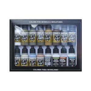 vallejo tank model air paint, 17ml, 16-pack