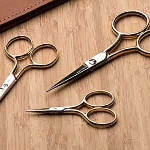 Kings County Tools Sewing and Embroidery Scissors Set of 3 | 2.75-Inch, 3.5-Inch and 4.5-Inch Lengths with Sharp Points | European Quality Forged Stainless Steel | Made in Italy